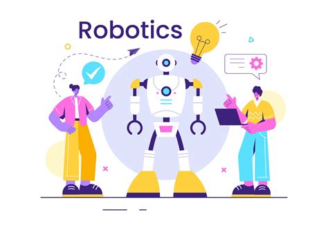 Robotics Vector Illustration Of Artificial Intelligence Robots Communicating With Technology And