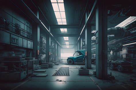 Premium Ai Image Automation Aumobile Factory Concept Robot Assembly Line In Car Manufacturing