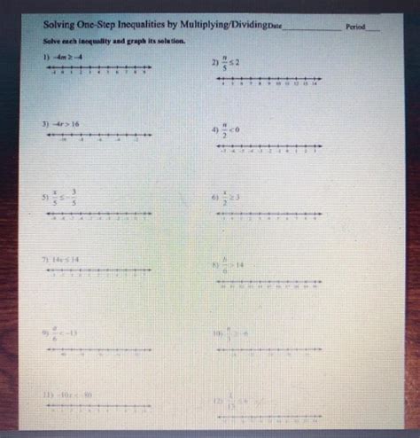 Period Solving One Step Inequalities By Chegg Com