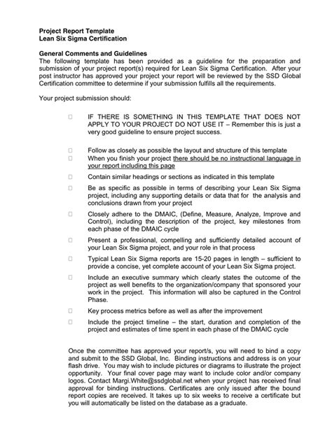 Six Sigma Project Report Template In Word And Pdf Formats