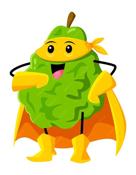 만화 베르가못 열대 과일 슈퍼 히어로 수비수 프리미엄 벡터