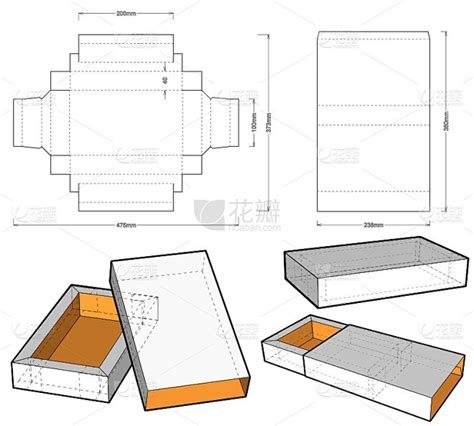 巧克力盒和模切图案。 内部测量20 X10x4cm 。eps文件具有完整的规模和功能。为真正的纸板制素材 花瓣网