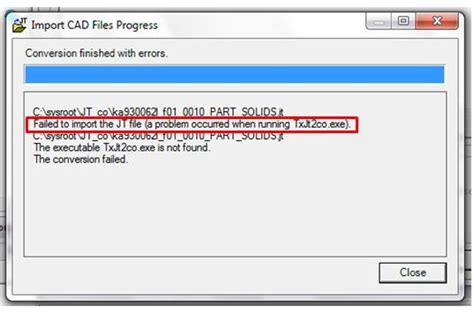 error while importing jt file in process simulate