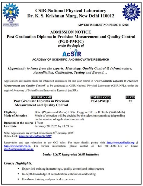Nmiofindia Npli Pmqc Metrology Skilldevelopment Qualitycontrol Csir National Physical
