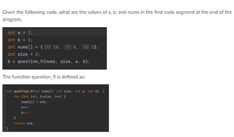 Solved Given The Following Code What Are The Values Of A Chegg