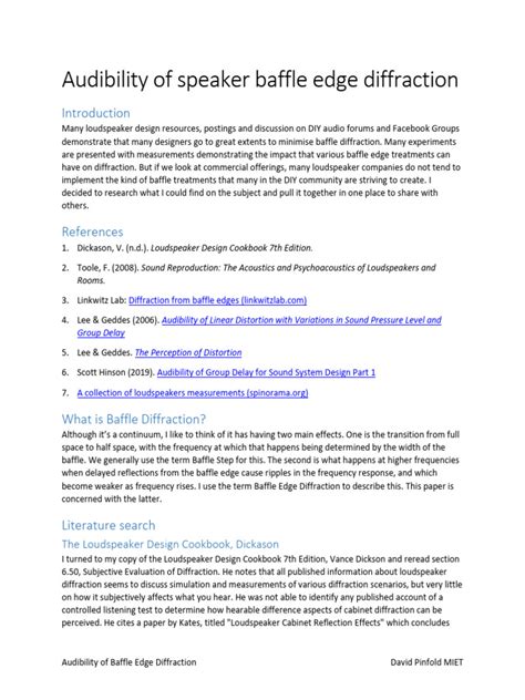 Audibility Of Baffle Edge Diffraction 2024 03 08 Pdf