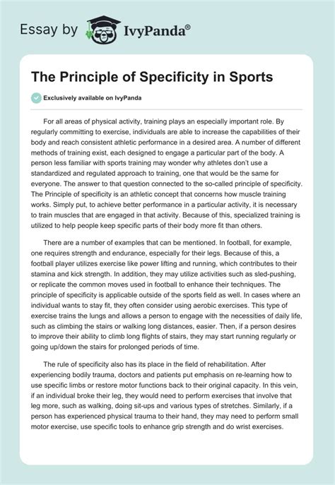 The Principle Of Specificity In Sports 552 Words Essay Example