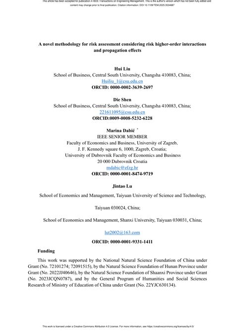 Pdf A Novel Methodology For Risk Assessment Considering Risk Higher Order Interactions And