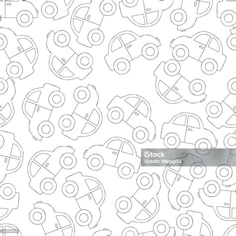자동차와 함께 완벽 한 패턴 배경입니다 장난감 전송 벡터입니다 도 서 자동차 착 색 교통에 대한 스톡 벡터 아트 및 기타 이미지