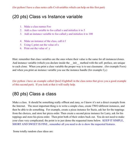For Python I Have A Class Notes Calls CvsIvariables Chegg