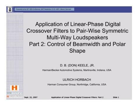 Application Of Linear Phase Digital Crossover Filters Linkwitz Lab