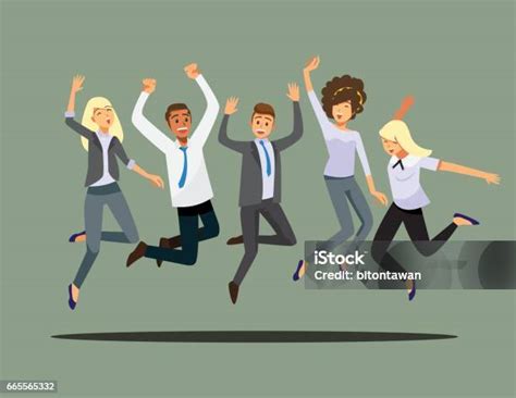 친구 점프의 행복 그룹입니다 벡터 일러스트 레이 션 만화 캐릭터입니다 남자에 대한 스톡 벡터 아트 및 기타 이미지 남자 벡터 사람들 Istock