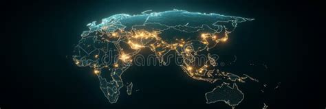 Global Network Connections World Map Glowing Cities Digital Network