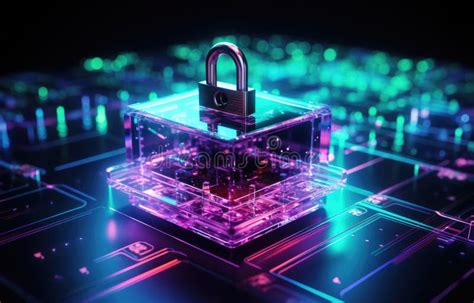 Digital Padlock Icon Cyber Security Network And Data Protection