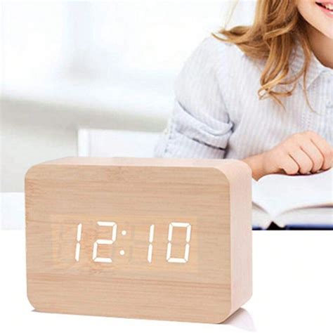 Wooden Desk Clock Desk Clock Digital Clock Large Display Wood Made Electric Clocks For