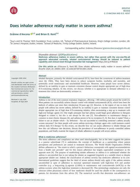 Pdf Does Inhaler Adherence Really Matter In Severe Asthma
