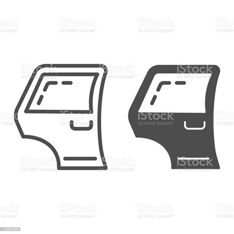 자동차 문 라인과 문말 아이콘입니다 흰색으로 격리된 자동차 측문 벡터 그림입니다 자동차 부품 개요 스타일 디자인 웹 및 응용 프로그램을 위해 설계 Eps 10 10에 대한