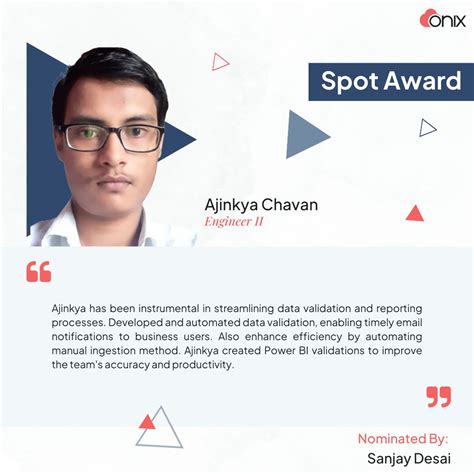 Achievement Recognition Dataengineering Spotaward Onix Ajinkya Chavan