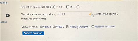 Solved rdingsFind all critical values for | Chegg.com