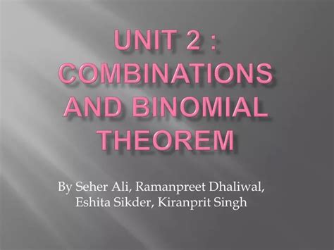 PPT UNit Combinations And Binomial Theorem PowerPoint Presentation ID