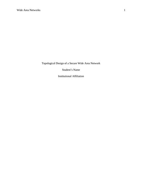 Solution Network Engineering Topological Design Of A Secure Wide Area