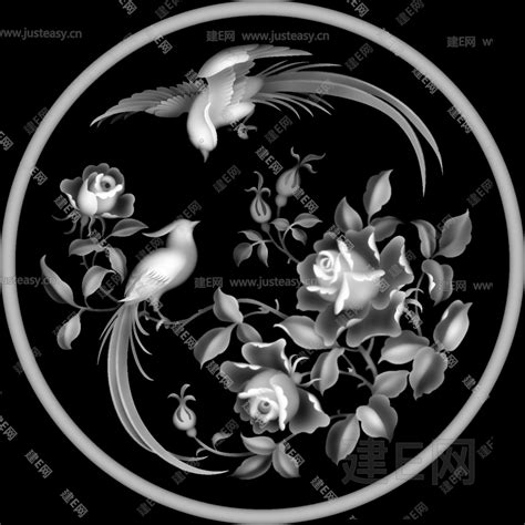 灰度图，雕花，圆形，圆盘，百年好合3d贴图下载[id 102451025] 建e贴图