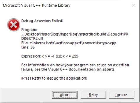 Debug Assertion Failed Issue HyperDbg HyperDbg GitHub