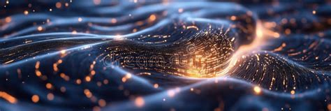 Abstract Glowing Waves With Shimmering Particles And Flowing Lines Creating A Mesmerizing