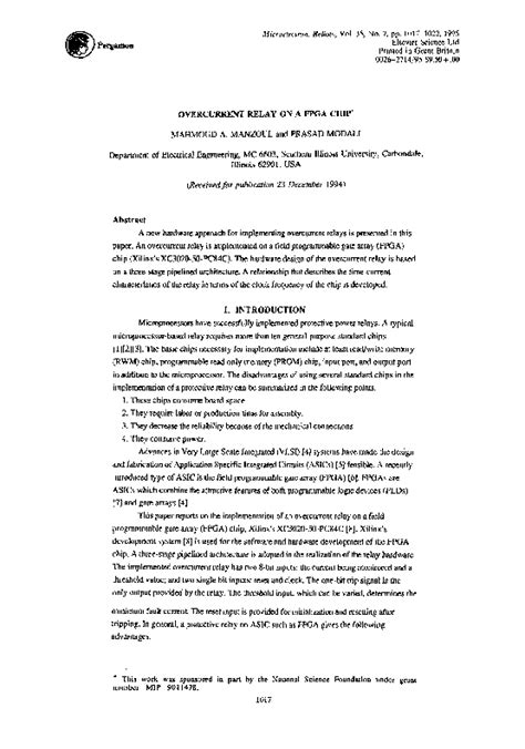 Pdf Overcurrent Relay On A Fpga Chip