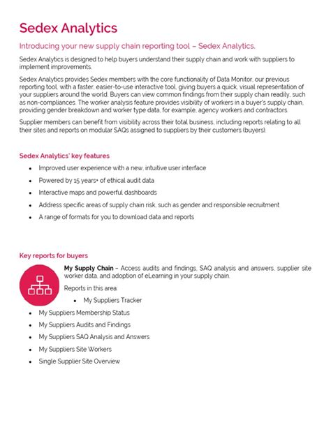 Introduction To Sedex Analytics Pdf Analytics Supply Chain Introduction To Sedex Analytics Pdf Analytics Supply Chain