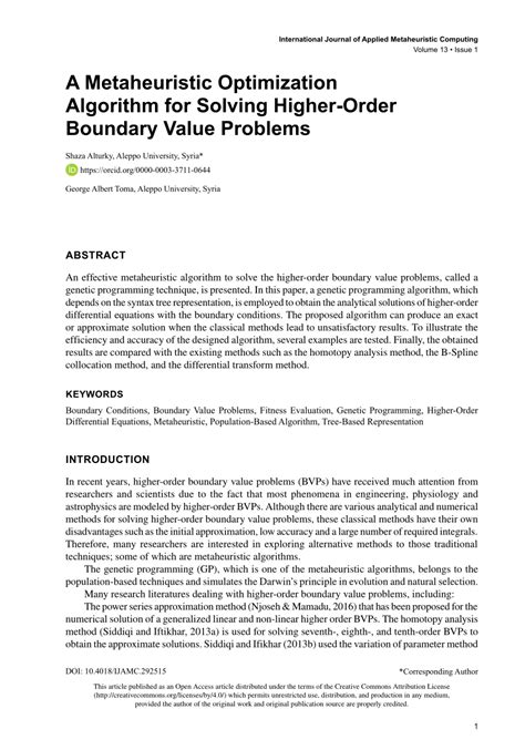 A Metaheuristic Optimization Algorithm For Solving Higher Order