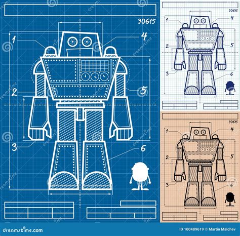 Robotics Blueprint Outline Icon Set Of Robotics Illustration Icons