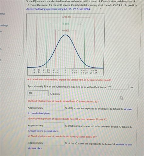 Solved Some Iq Tests Are Standardized To A Normal Model