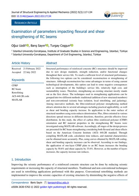 Pdf Examination Of Parameters Impacting Flexural And Shear Strengthening Of Rc Beams Article