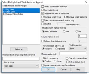 Appending Data From Excel Genstat Knowledge Base