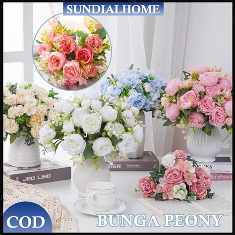 Jual Bunga Artificial Dekorasi Weding Bunga Artificial Peony Artificial Rose Buket Dekorasi