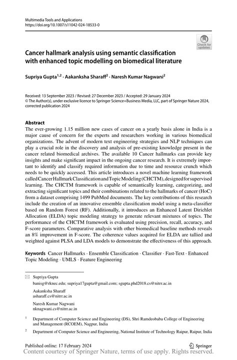 Cancer Hallmark Analysis Using Semantic Classification With Enhanced