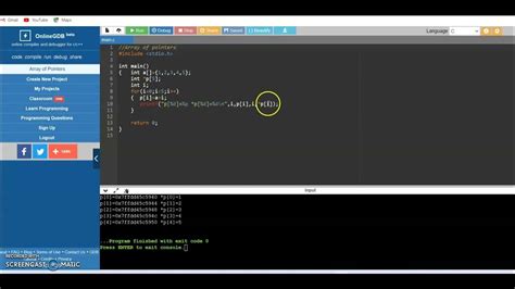 C Programming Array Of Pointers Youtube