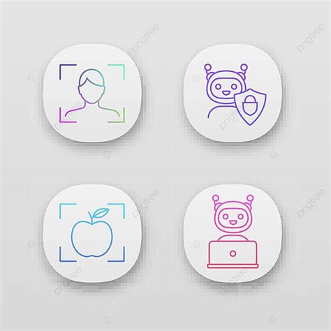 Machine Learning App Icons Set Id Application Machine Vector Id