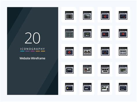 20 Website Wireframe Line Filled Icon For Presentation 19647482 Vector Art At Vecteezy