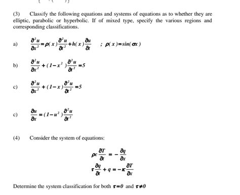Solved 3 Classify The Following Equations And Systems Of