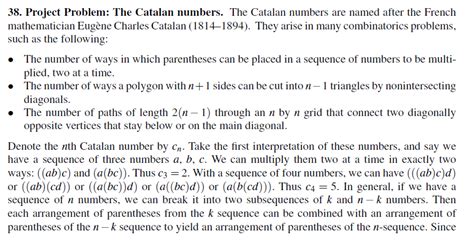 38 Project Problem The Catalan Numbers The Catalan