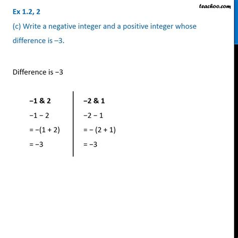 Ex 12 2 A Write A Pair Of Negative Integers Whose Difference 8