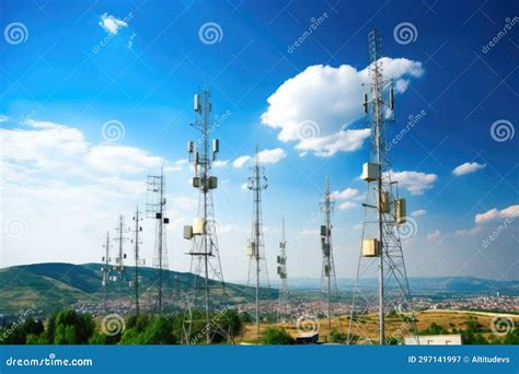 Telecommunication Masts With An Array Of Antennas Stock Image Image