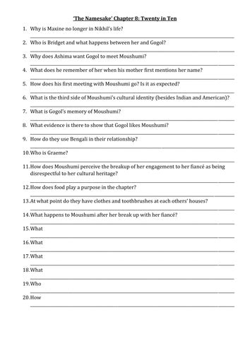The Namesake By Jhumpa Lahiri Revision Materials Example Essay