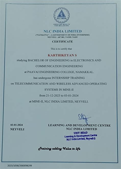 karthikeyan s on linkedin internshipexperience nlcil navratnaenterprise telecommunications…
