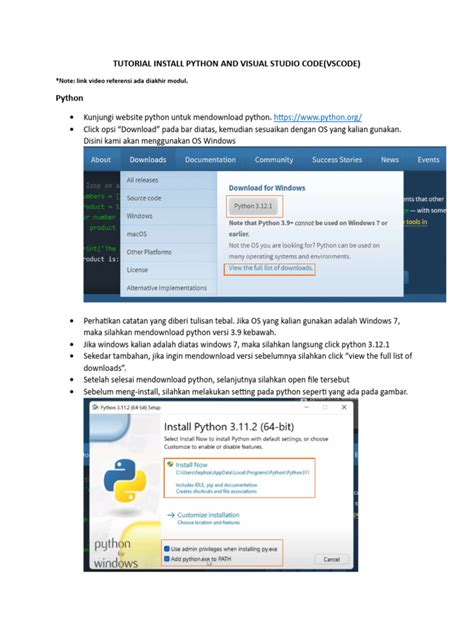 modul panduan install python dan vscode di windows pdf