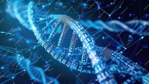 premium ai image illuminated dna strand intertwined with binary code