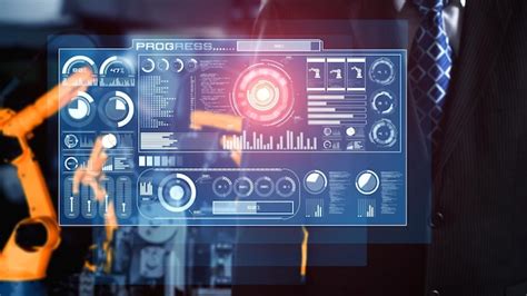 Premium Photo Engineer Use Cybernated Robotic Software Control Industry Robot Arm In Factory