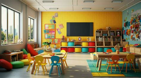 Moderno Salón De Clases Con Brillante Colores Y Juguetes 32943386 Foto